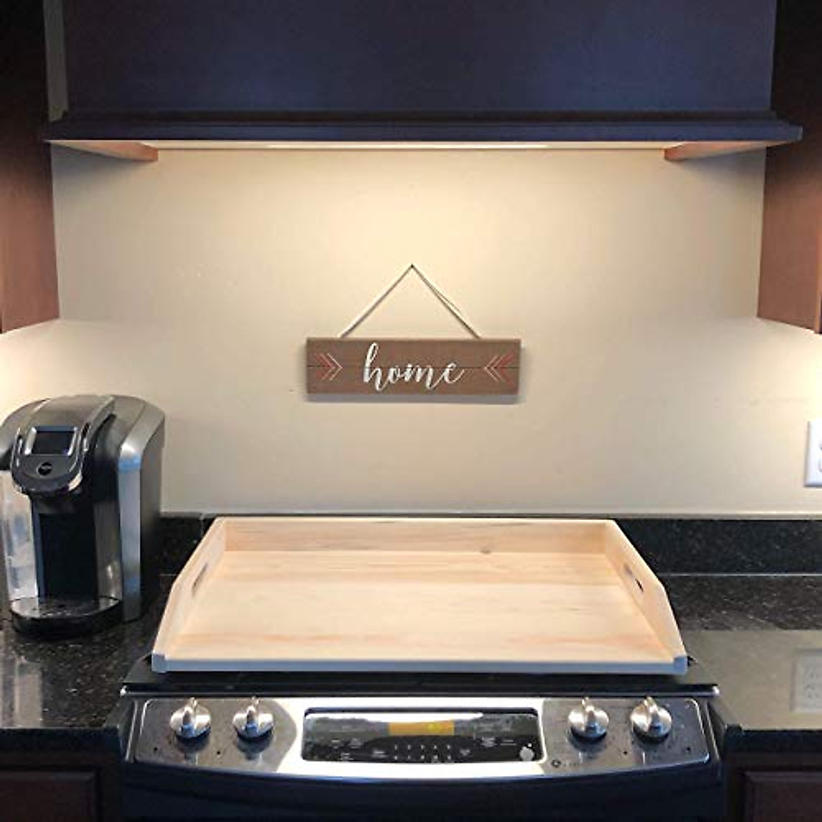 Boxwood and Mum Handmade Wood Serving Tray, Stove Top Cover works as TV Tray, Rolling Tray, Bed Tray, Oven Tray or Food Tray, Natural Unfinished Pine Wood Tray Serving Board, Amish Made in USA