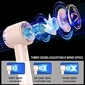 FrSara Mini Portable Handheld Fan, 2500mah Long Battery Life, Bladeless Fan, Beautiful Appearance, Safe to Use, 3-Speed Adjustable, with Hook, Can be Used as a Small Desktop Fan, Hook Fan(Pink)