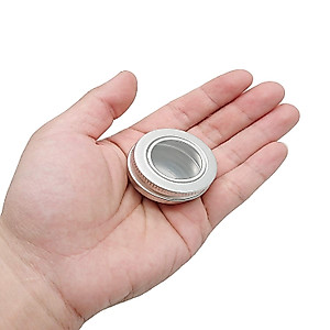 0.5 Ounce Aluminum Tin Jar 15 ml Refillable Containers Clear Top Screw Lid Round Tin Container Bottle 20 Pcs for Cosmetic,Lip Balm, Cream