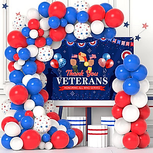 Avezano Veterans Day Banner Thank You Veterans Backdrop Patriotic Decor Veterans Day Memorial Day Decorations Thank You Veterans Supplies for Party Banner 70.8 x 43.3 Inch