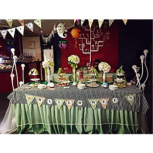 Yansanido 2pcs Plastic Picnic Party Tablecloth,Plastic Picnic Tablecloth 54''x108'' Rectangle Kitchen Picnic Wedding Birthday Party Table Covers Best (Black White Stripe, 2)