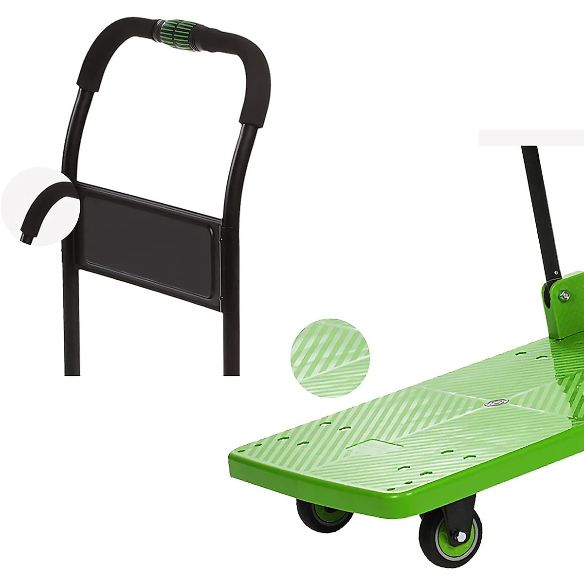 Platform Truck Platform Truck with 4 Wheels Flat Handtruck Metal Flatbed Cart Capacity Folding Push Cart Load 396lb-730lb Moving Dolly Cart Reliable