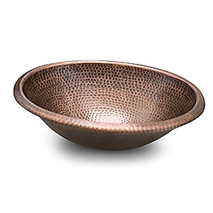 Monarch Abode Pure Copper Hand Hammered Drop-In Bathroom Vanity Sink 17", 17 Inches (Oval)