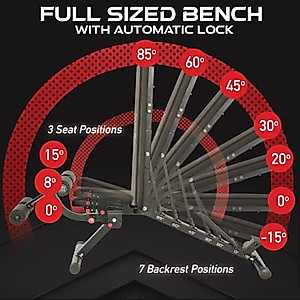 Fitness Reality 2000 Super Max XL - Adjustable Weight Bench - Bench Press and Workout Bench for Incline Decline Strength Training - No Gap Foldable Workout Benches for Home - 850 Pound Capacity