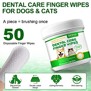 MXCZBSM Dental Care Finger Wipes for Dogs, 50Pcs Teeth Cleaning Wipes for Dogs & Cats, Reduces Plaque, Tartar & Freshen Breath, No-Rinse Dog Finger Toothbrush, 50 Counts Disposable Wipes
