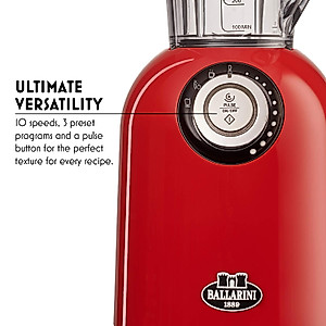 Ballarini Tesoro Countertop Blender - Cherry Red, Made in Italy