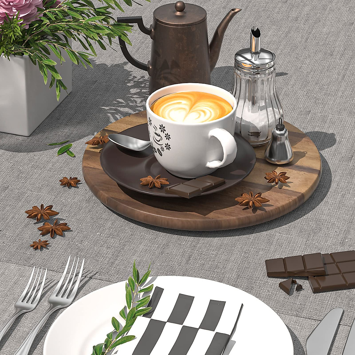 Lazy Susan Turntable for Cabinet - 9.85" Acacia Wood Lazy Susan Organizer for Kitchen Countertop Pantry Coffee Table, Vanity Tray for Perfume Dresser Tops Bathroom Counter Home Decoration