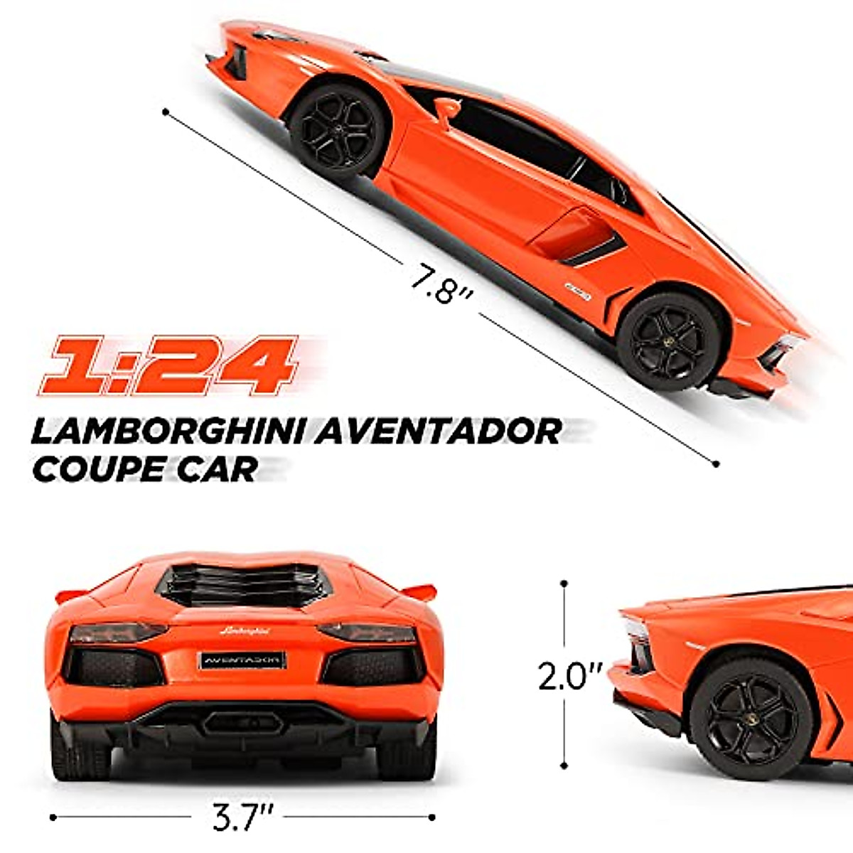 SainSmart Jr. x Rastar Lamborghini Toy Car 1:24 Remote Control Lamborghini Aventador Coupe Race Car, Licensed RC Hobby Model Vehicle for Boys Kids and Adults, Orange