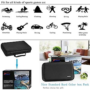 Husiway 68-in-1 Accessory Kit for GoPro Hero 7 6 5 Black GoPro7 Action Camera Filter Frame Waterproof Housing Case Bundle 60A