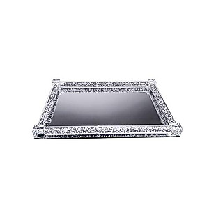 BANQLE Mirrored Vanity Trays, Perfume Trays for Dresser, Glass Decorative Trays for Home Decor, Silver Jewelry Trays
