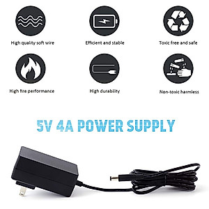 [UL Listed] MIXGOO 5V 4A Power Supply Charger (Input AC 100V-240V, Output DC 5 Volt 4 Amp 20 Watt) Adapter Switching Transformer Converter DC 5.5mm x 2.1mm / 5.5mm x 2.5mm Universal