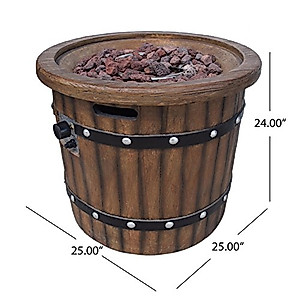 Christopher Knight Home Muriel Outdoor 25" Light-Weight Concrete Round Fire Pit 40K BTU, Dark Brown