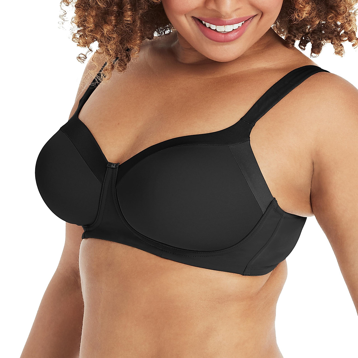 PLAYTEX Womens Secrets Full-coverage Wireless T-shirt For Full Figures, Us4824 Balconette Bra, Black, 38DDD US