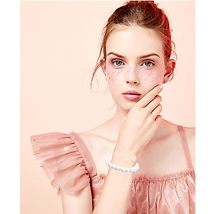 SONNYX 3Pcs 8mm Semi-Precious Gemstones Beaded Bracelets for Women Men Healing Crystal Stone Bracelet Stretch Round Beaded Elastic Bracelets Unisex Jewelry Gifts(White)