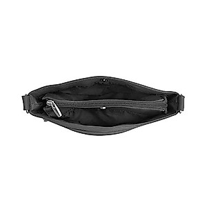 Roma Leathers Multi Pocket Body Purse - Deep Main Compartment, Adjustable Shoulder Strap - Black