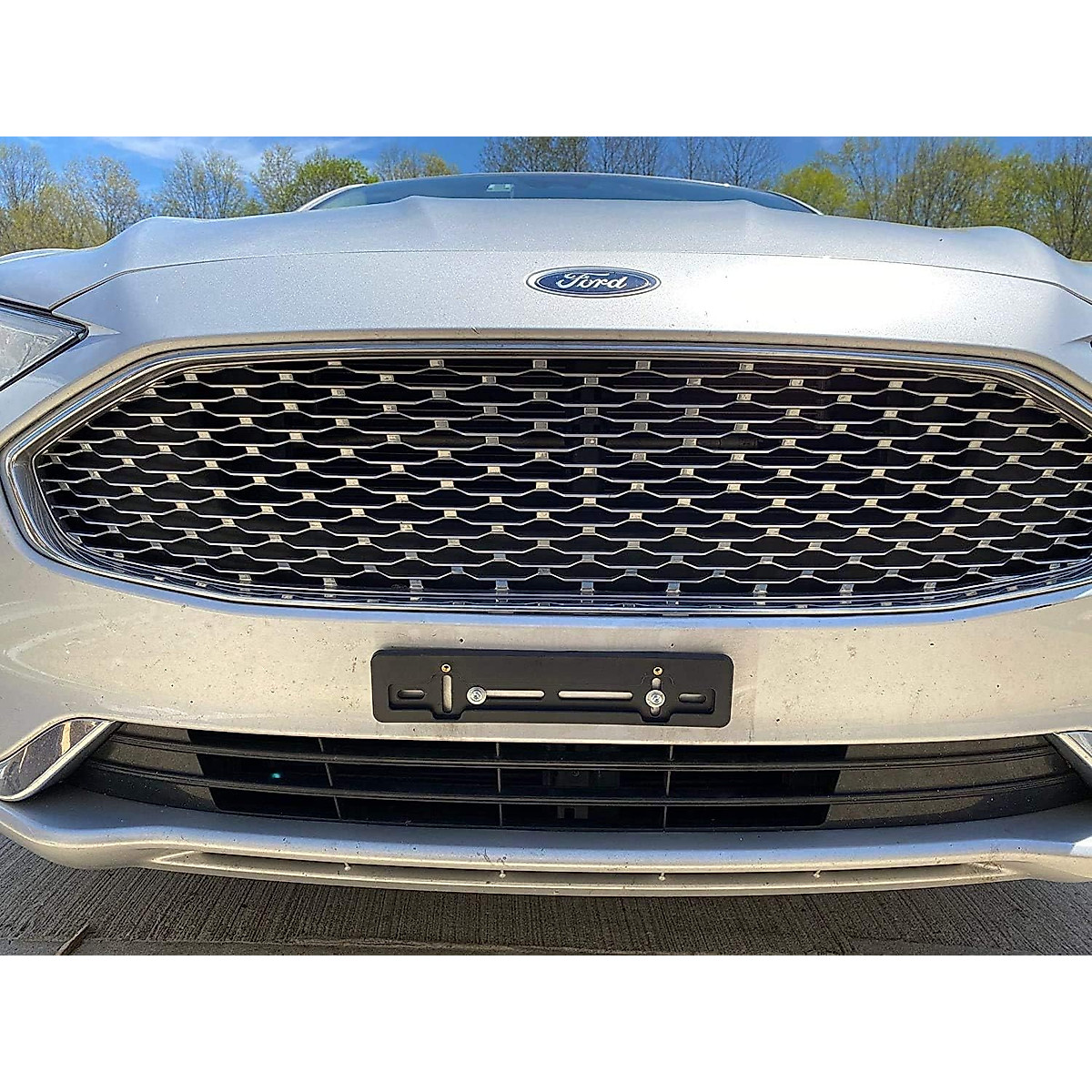 TN TrunkNets Inc Front Bumper License Plate Mount Tag Bracket for Ford + 6 Secure Screws & Wrench Kit New