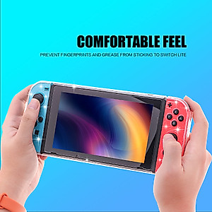 Dockable Case for Nintendo Switch, Protective Case for Nintendo Switch with a Tempered Glass Screen Protector and 6 Joy Stick Covers, Fit into The Dock Station - Clear Glitter
