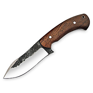 HotSteel Handmade Full Tang Carbon Steel Fixed Blade knife - Bushcraft Knife - Fixed Blade Hunting Knife - Camping Bushcraft Knives - Outdoor Full Tang Knife - Camping Knives - Survival Tactical Knife - Utility Knife With Real Leather Sheath