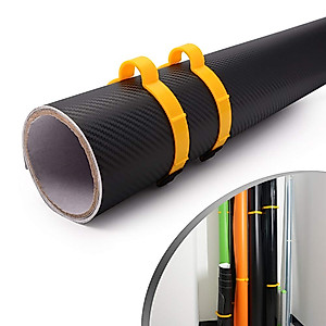 4 PCS Speed Hoop Clip Vinyl Storage Solution Tool Keeping Loose Rolls Tidy, Roll-Media Vinyl Wraps Holder Plastic Ring Clamp with Quick Release Handle and Scratch Protection Felt Patch 80mm & 110mm