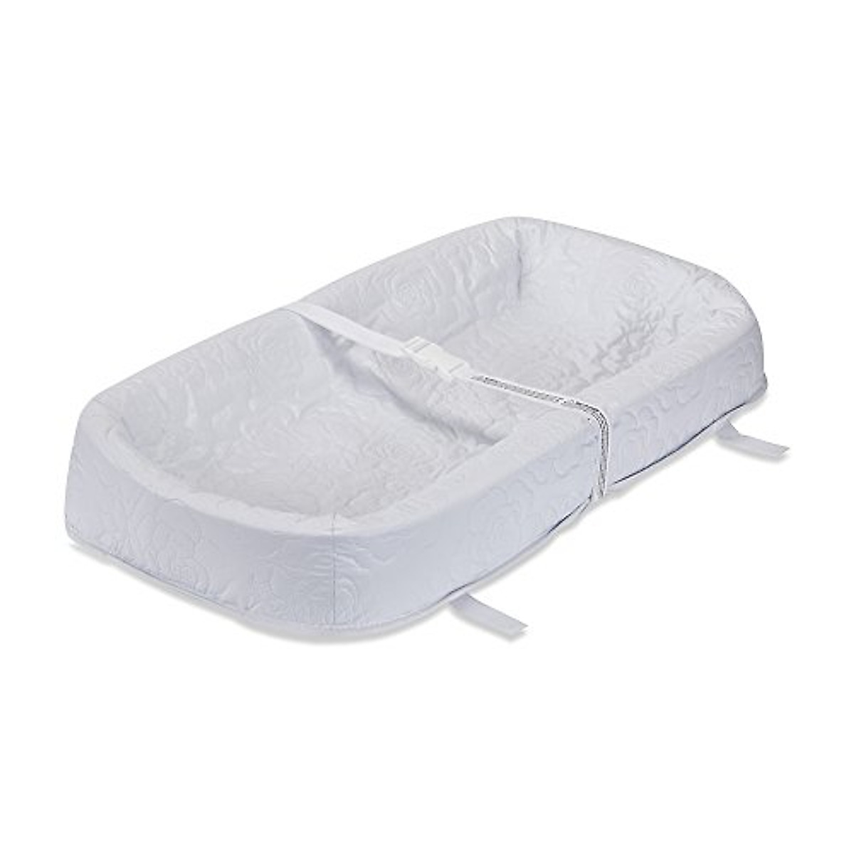 LA Baby 4 Sided Waterproof Diaper Changing Pad, 32" with Easy to Clean Quilted Cover - Made in USA. Non-Skid Bottom, Safety Strap, Fits All Standard Changing Tables/Dresser Tops, White (P-3400-32Q)