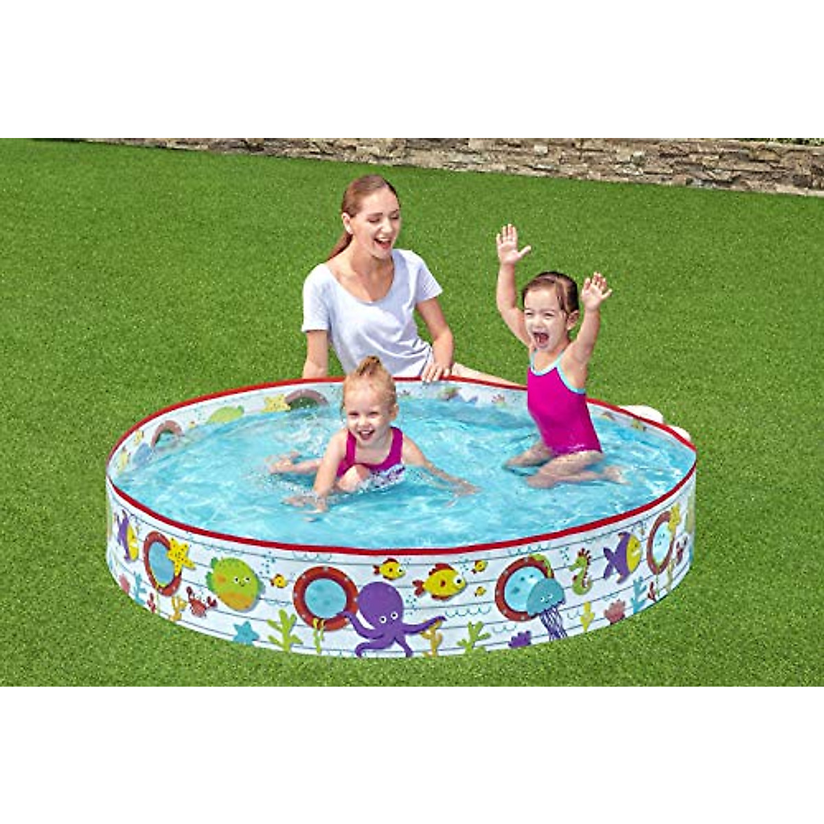 Bestway 55029 Paddling Fill N Kids Garden Pool with Fun Fish Print, Multicolor, 1.52 m x 25 cm