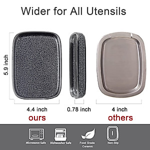 KQRIV Ceramic Spoon Rest for Stove Top - 6 Inch Large Navy Spoon Rest for Kitchen Counter Countertop - Dishwasher Safe - Heat Resistant Porcelain Cooking Utensil Rest