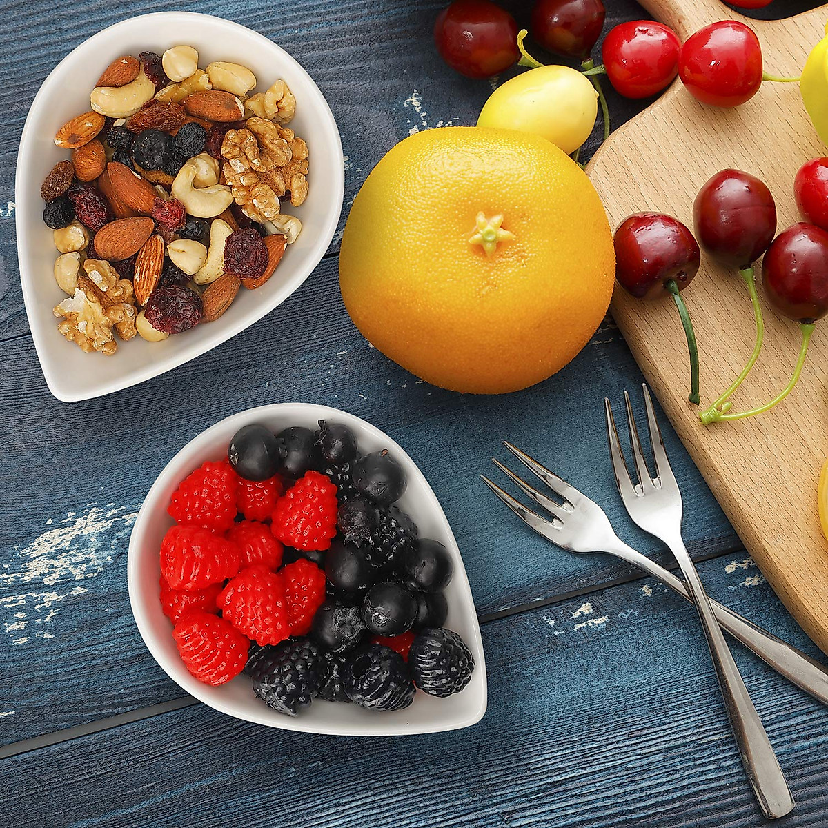 Keponbee Sauce Bowl for Dipping, Cute White Ceramic Dessert Bowls Set of 6 for Side Dish/Soup/Fruits/Nuts, 8oz/pc