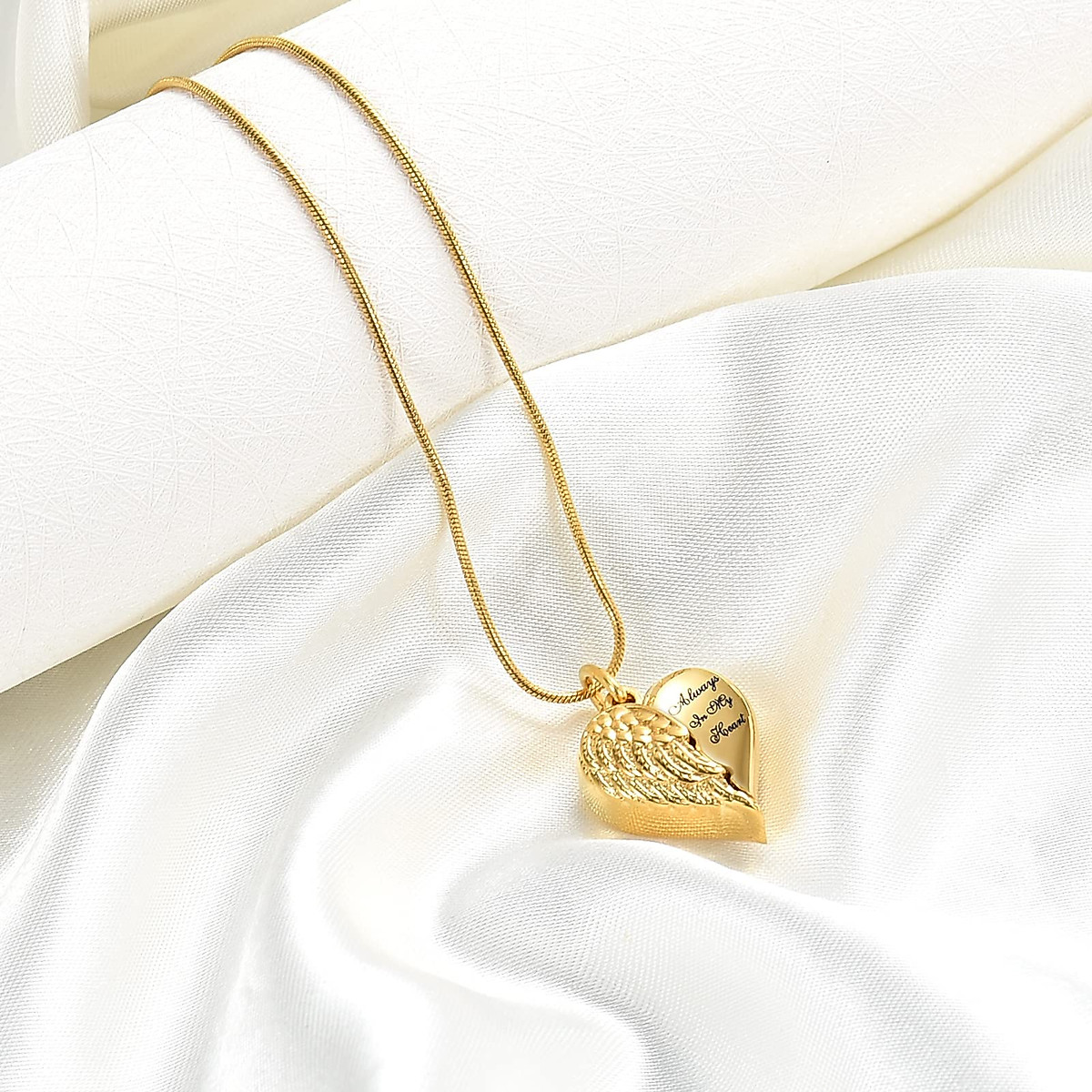 zeqingjw Always in My Heart Urn Necklace Cremation Jewelry for Ashes Pendants Memorial Lockets Keepsake Jewelry (Colorful-2)