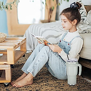 Rietore 40 oz Tumbler with Handle and Straw, Stainless Steel Tumblers Insulated Tumblers with Lids Double Wall Vacuum Coffee Travel Mug, Sweat Proof, Leak Proof, Light Emerald