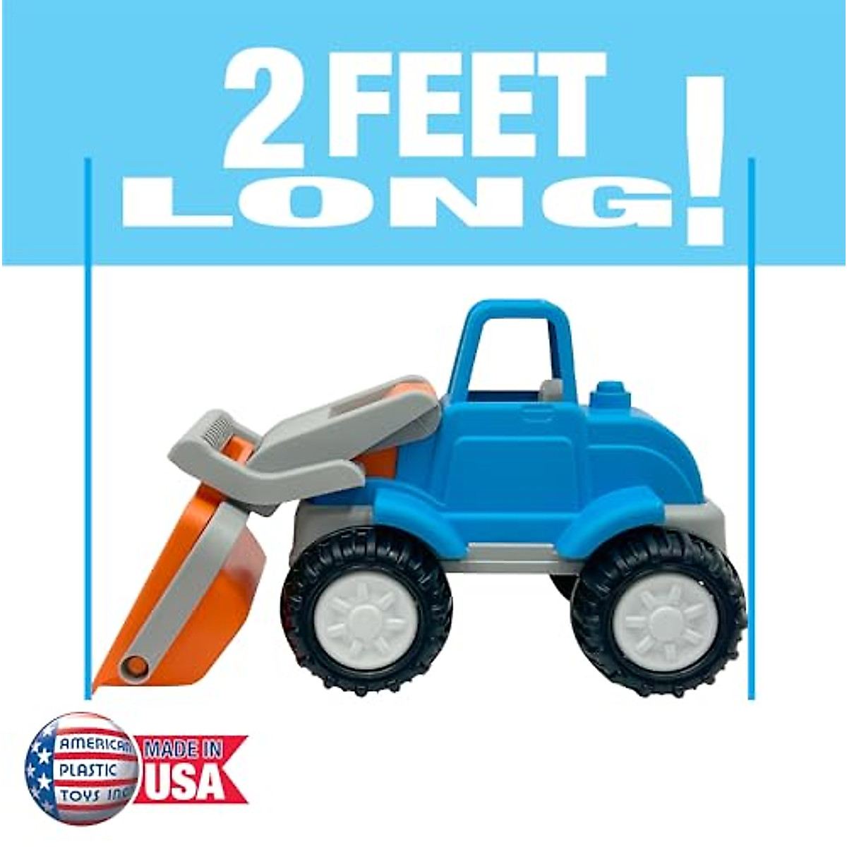 American Plastic Toys Kids’ Gigantic Loader Truck, Made in USA, Tilting Loading Dump Bucket, Knobby Wheels, & Metal Axles for Indoors & Outdoors, Haul Sand, Dirt, or Toys, Ages 2+ (Color May Vary)