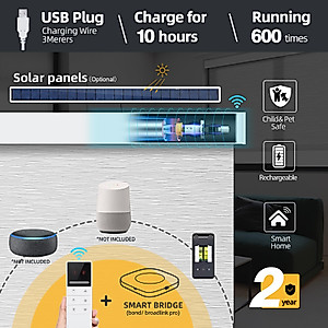 ZSTARR Motorized Blackout Blinds with Remote Smart Blinds Control Wireless Rechargeable Roller Blinds Blinds for Windows,Office,Home,Restaurant,Customized,3911(Drak Grey)