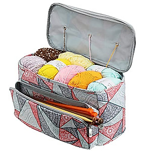 HEXILIN Empty Knitting Yarn Storage Case Carrying Knitting Needles Crochet Hooks Sewing Accessories Bag (Blue, One Size)