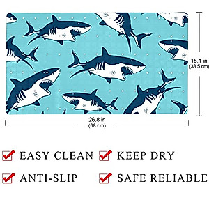 bm21S1HGJ Cartoon Shark Kids Bath Mats for Tub, Non-Slip Bathtub Mat, Shower Mat for Baby Toddler Children, Machine Washable Bathroom Mat- 15.7 x 27.9 in