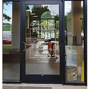 Business Hours Company Store Fully Custom Personalized Glass Door Window Storefront Professional Sign Decal Stencil