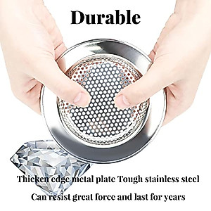2 PCS Kitchen Sink Drain Strainer, Stainless Steel Mesh Sink Strainer, Upgrade Double-Layer Smooth Edges Sink Screen Strainer with Wide Rim 4.5" Diameter