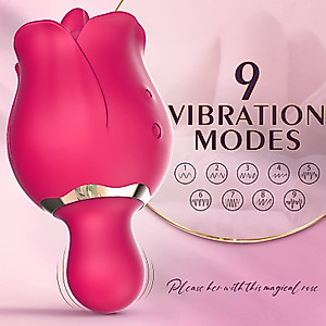 Rose Toy Vibrator for Women, Clitoral Tongue Licking Toy Mini Small Vibrators with 9 Modes & 9 Powerful Vibration, Waterproof Adult Sex Toys for Couples