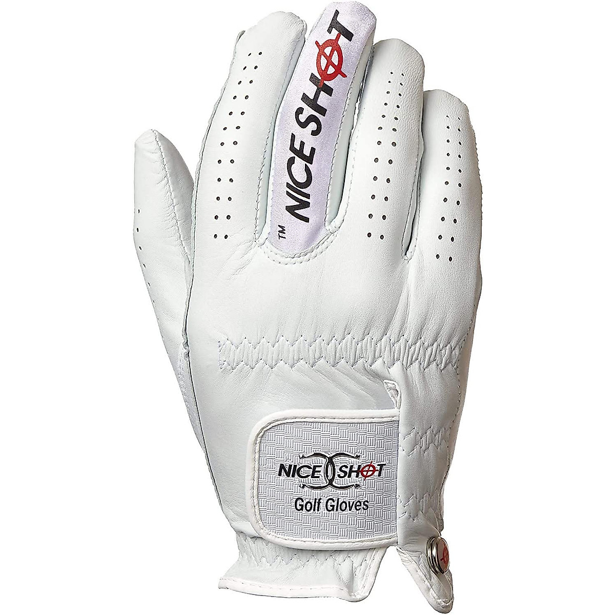 Nice Shot The Bird Golf Glove in White Cabretta Leather Men's Right Hand - XLarge