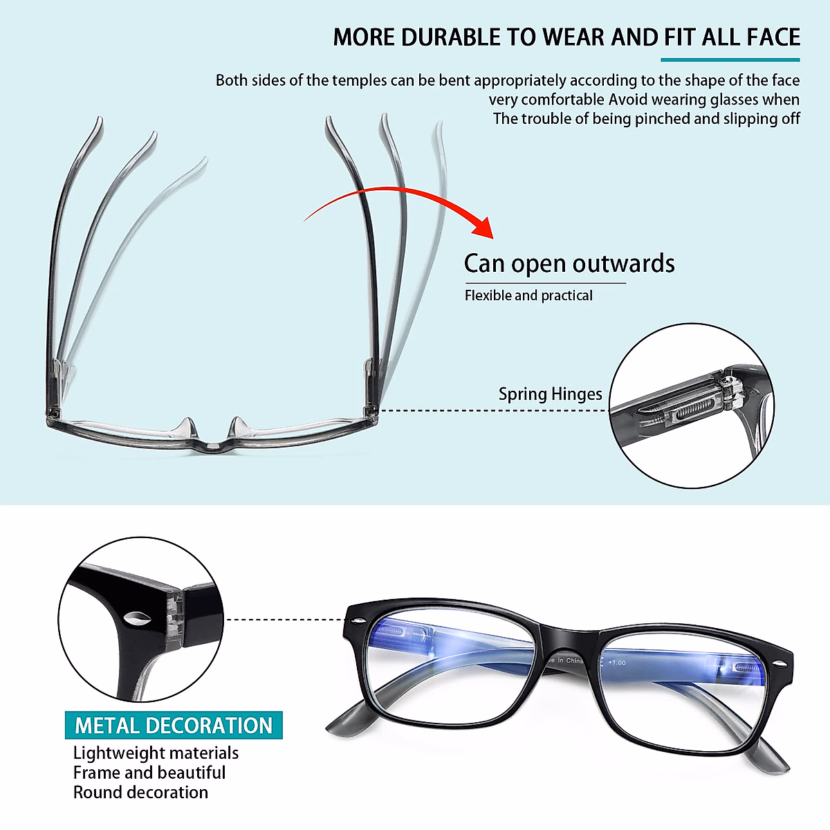 SIGVAN Reading Glasses 5 Packs Blue Light Blocking Eyeglasses Quality Spring Hinge Colorful Computer Readers for Women Men (5 Mix, 1.0, multiplier_x)