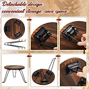 Mifoci 4 Pcs 8"/10''/12'' Wood Cake Stand Rustic Wooden Cake Stand Holder Tray Rustic Wedding Cake Pedestal Stand Cupcake Tray with Metal Leg for Christmas Wedding Birthday Baby Shower