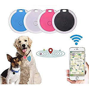 Larse Mini Cat/Dog GPS Tracking Locator, Small Portable Bluetooth Intelligent Anti-Lost Device for Luggages/Kid/Pet, Round Waterproof Bluetooth Alarm Device with Tracking Function (Pink, One Size)