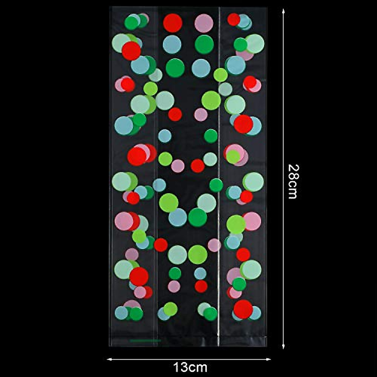 50 Counts 15 x 25 cm Flat Clear Cellophane Treat Bags Block Bottom Pumpkin Halloween Patterned Storage Bags Sweet Bags With 300 Pieces Twist Ties For Halloween Christmas Party Favor (Red Green Dot)