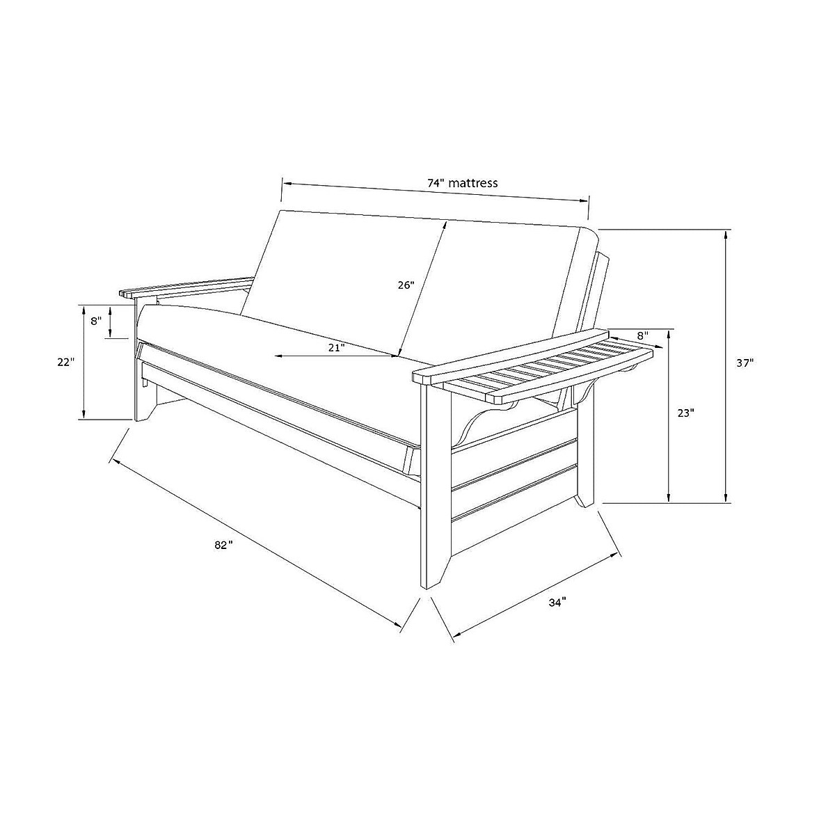 Kodiak Furniture Phoenix Storage Frame with Fabric Mattress in Gray/Barbados