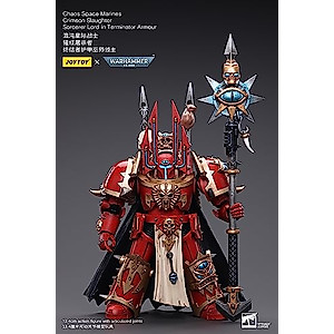 JoyToy Warhammer 40K: Chaos Space Marines Crimson Slaughter Sorcerer Lord in Terminator Armour 1:18 Scale Figure