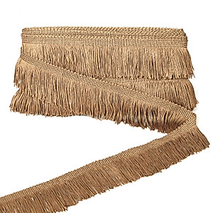 BEL AVENIR Lace Chainette Fringe Trim Polyester Tassel Trim with Hand Knitting for Home Accessories DIY Decoration (Coffee, 13.7 Yard x 2 Inches)