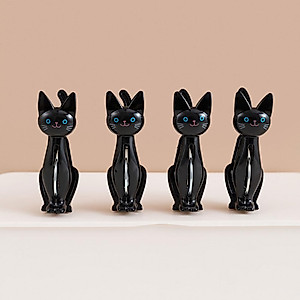 LOGOFUN 8PCS Cartoon Clothes Clips Cat Food Sealing Clamps Cat Style Plastic Clothes Pin for Household Accessories - Black & White