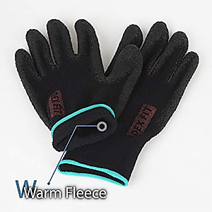 DEX FIT NR450 Warm Fleece Work Gloves, Comfortable and Stretchy Fit, Firm Grip, Thin & Lightweight, Durable Water-Based Nitrile Rubber Coated, Machine Washable; Black 8 (M) 3 Pairs
