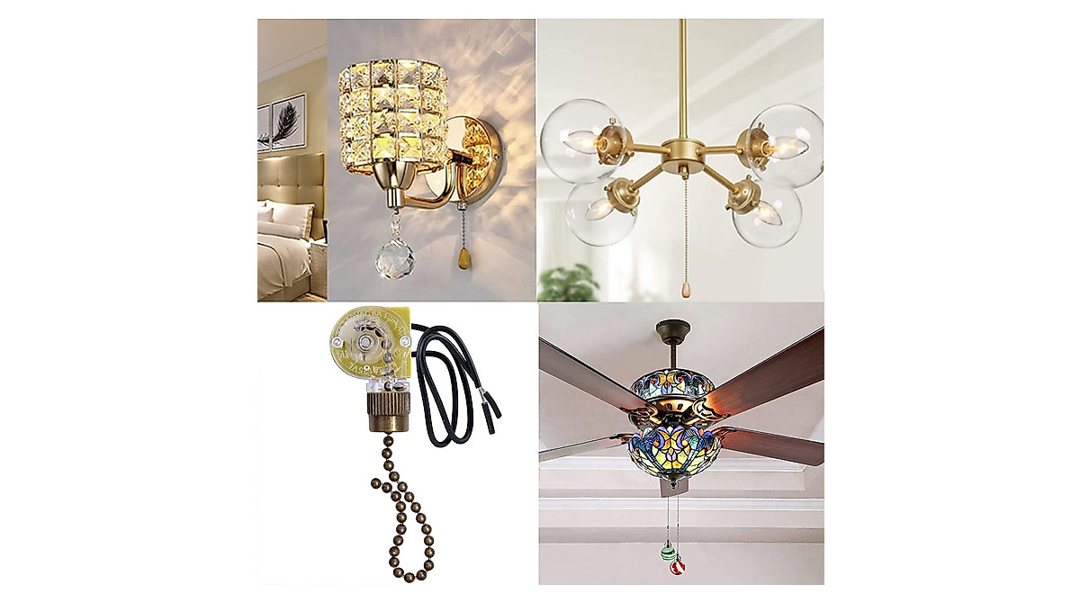 Akahttbn Ceiling Fan Light Switch - Dual-Pole Pull Chain Bronze