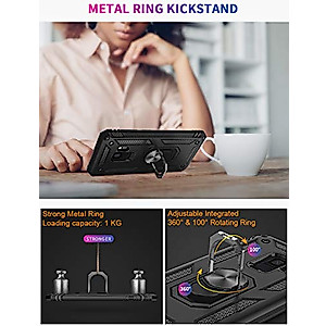 LUMARKE Galaxy S9 Case,Military Grade 16ft. Drop Tested Dual Layered Heavy Duty Cover with Magnetic Ring Kickstand Compatible with Car Mount Holder,Protective Phone Case for Samsung Galaxy S9 Black