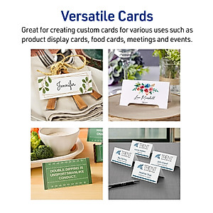Avery Printable Place Cards with Sure Feed Technology, 1-7/16" x 3-3/4", White with Gold Border, 150 Blank Tent Cards for Laser or Inkjet Printers (35701)
