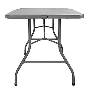 COSCO 6 ft. Fold-in-Half Banquet Table w/Handle, Gray